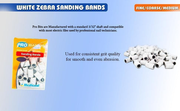 Medicool Pro Zebra Sanding Bands 100 pcs (Coarse)* - Beauty Depot