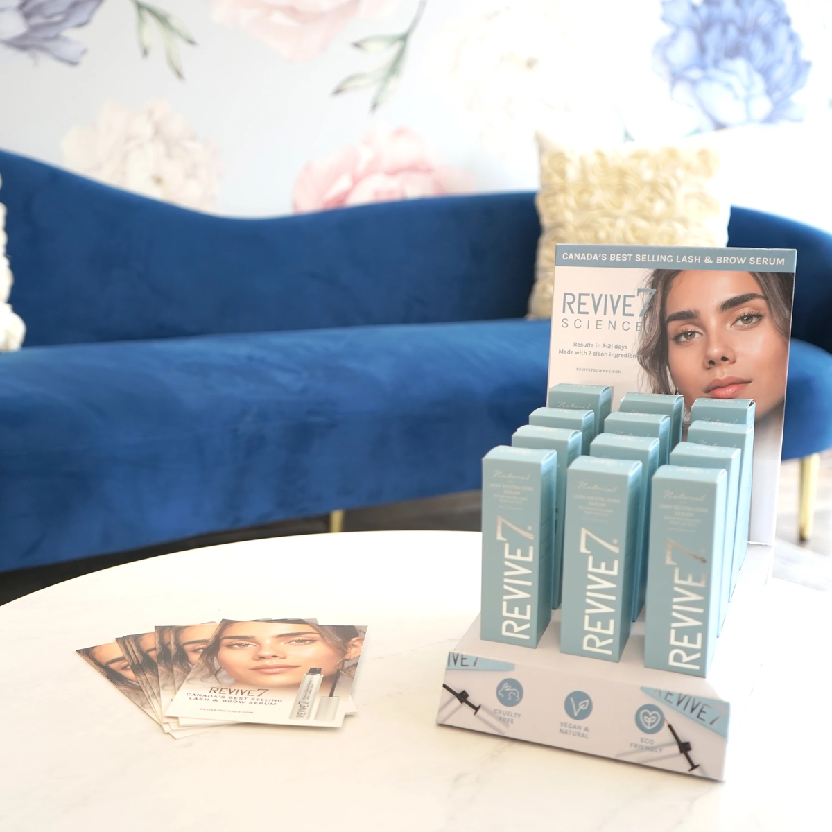 Revive7 Lash & Brow Serum Display Stand (Empty) - 12 Postcards Include ...